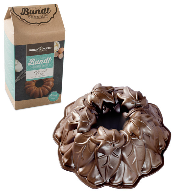 Nordic Ware Harvest Leaves Cast Aluminum Bundt Pan with Vanilla Bean ...