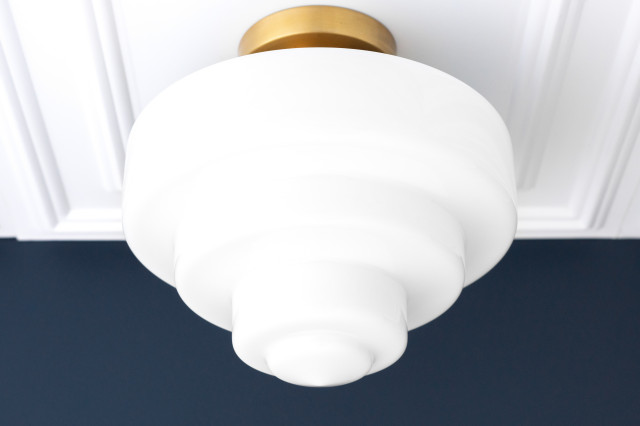 Art Deco Wedding Cake Ceiling Light, 12 Inch Globe - Transitional ...