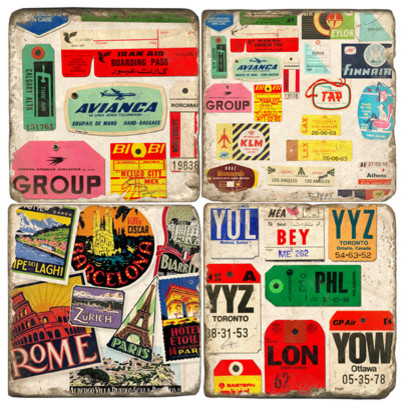 Tumbled Marble Coaster St/4 With Coaster Stand, Luggage Tags ...