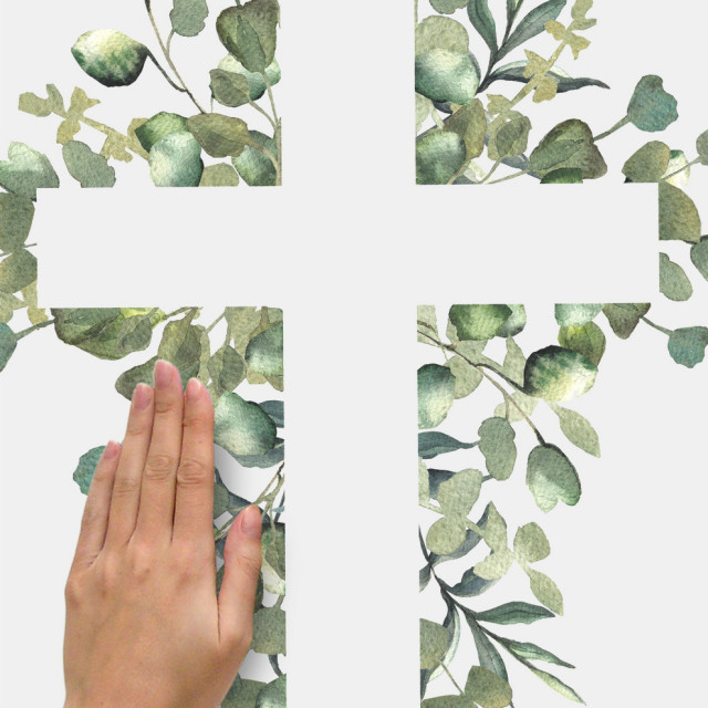 Watercolor Floral Cross Giant Peel and Stick Wall Decals - Contemporary ...