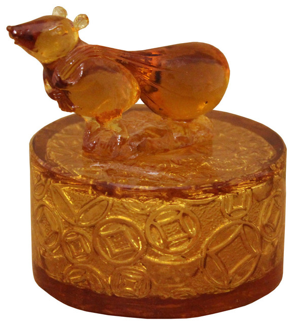 Golden Yellow Liuli Glass Rat - Chinese Zodiac Perfume Bottle - Special ...