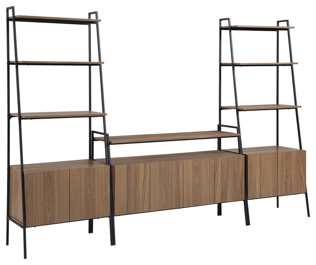 3-Piece Ladder Storage Entertainment Wall - Industrial - Entertainment ...