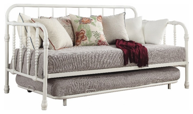 Coaster Marina Transitional Twin Metal Daybed with Trundle in White ...