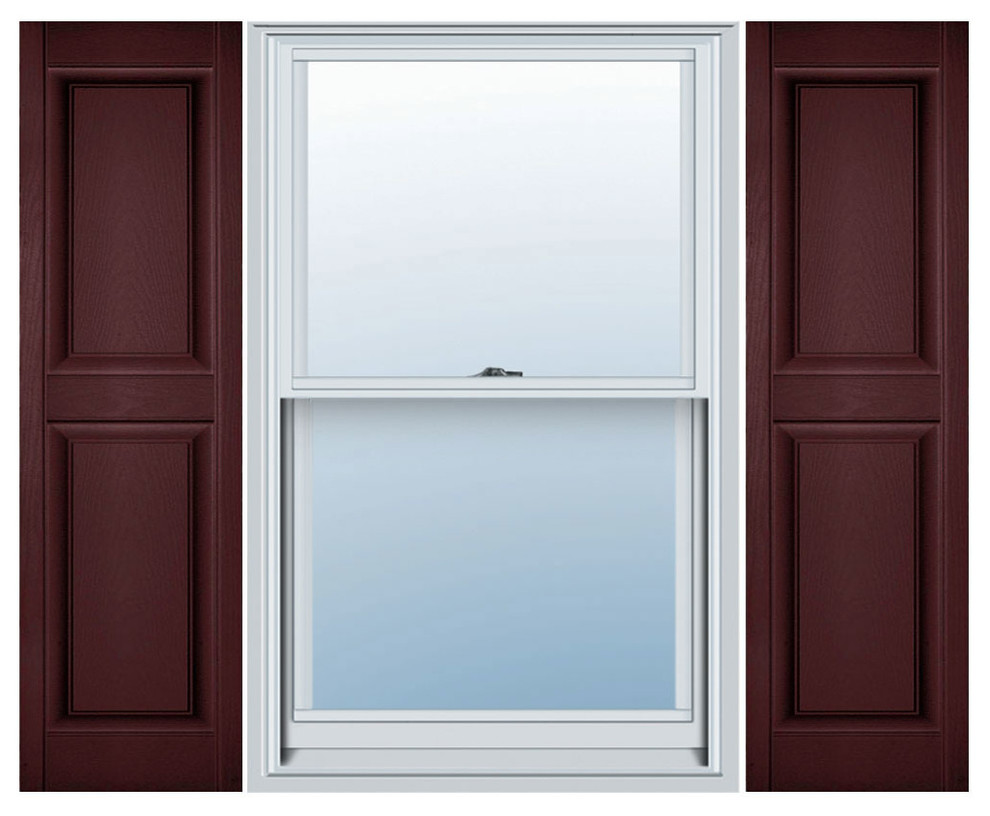 Lifetime Vinyl Custom 2-Equal Raised Panel Shutters, Bordeaux, 65"H x ...