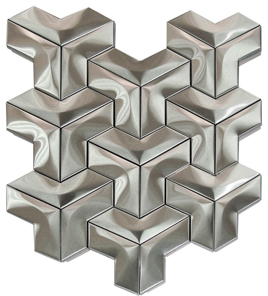 Stainless Steel 3D Interlocking Arrowhead Mosaic - Contemporary ...