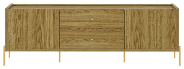 Jasper 72.91" Tv Stand With Steel Gold Legs, Oak Pro Touch ...