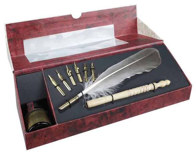 Feather Pen Writing Set - Traditional - Decorative Objects And ...