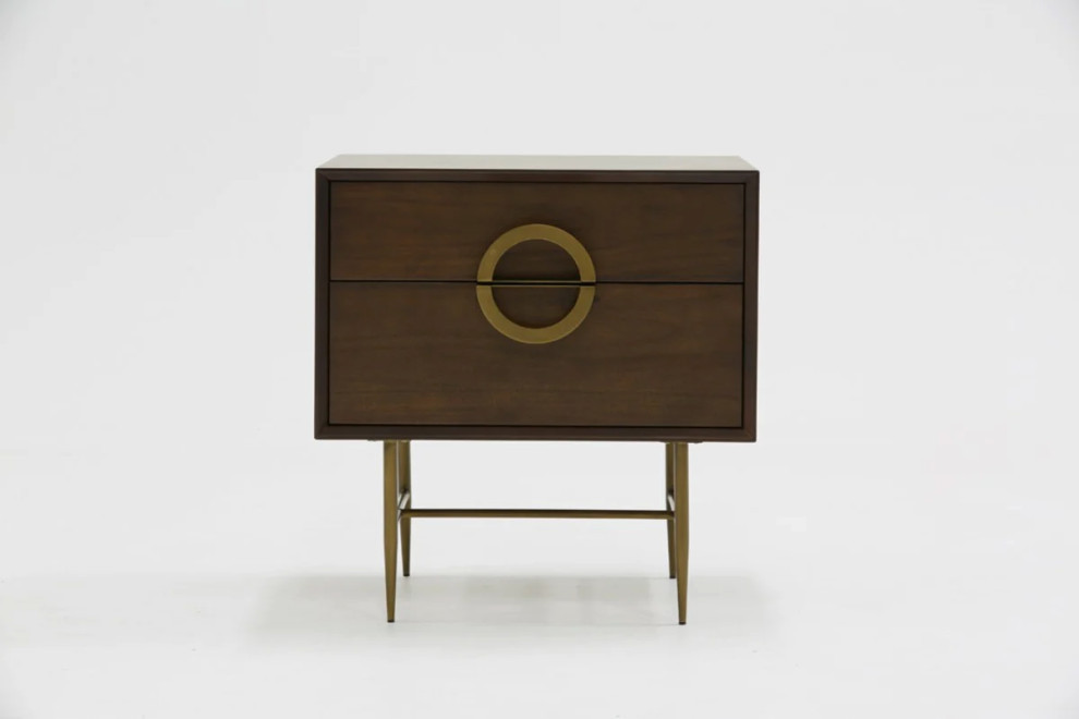Stella Modern Acacia & Brass Nightstand - Midcentury - Nightstands And ...