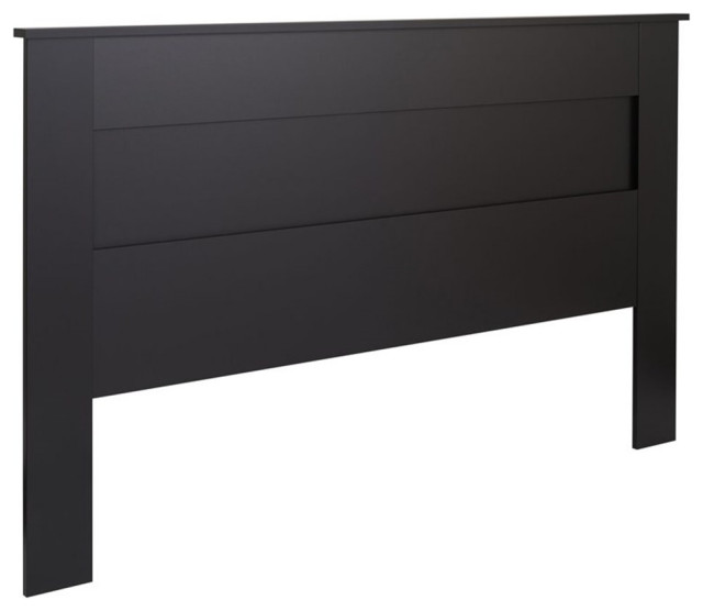 Pemberly Row Traditional Wood King Flat Panel Headboard in Black, King ...