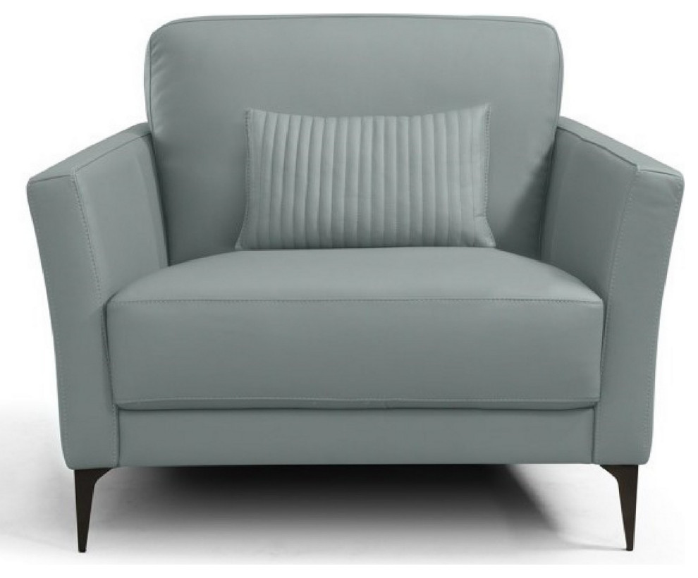 Benzara BM279035 Top Grain Leather Chair, 3 Accent Pillows, 2 Bolsters ...