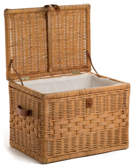 Deep Wicker Storage Trunk, Large - Contemporary - Decorative Trunks ...