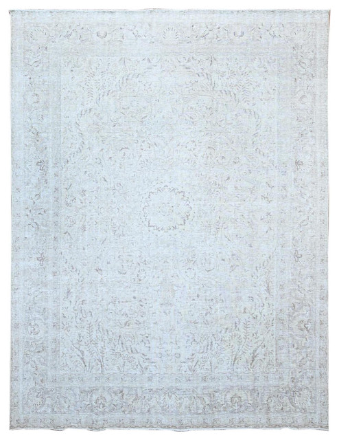 Ivory Vintage Zoroastrian Tabriz Hand Knotted Cleaned Oriental Rug 9'4 ...