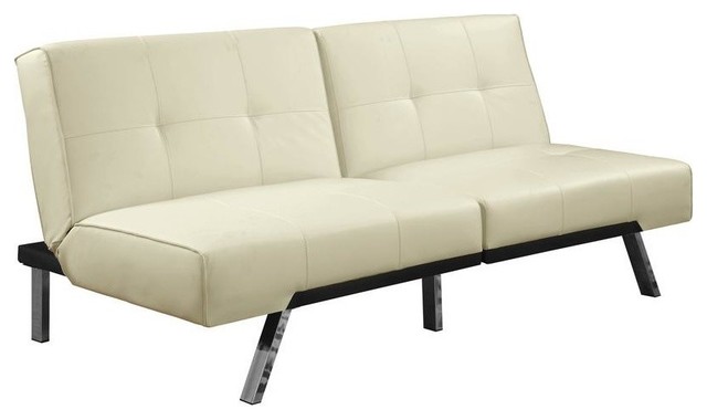 Futon, Split Back Click Clack, Ivory Leather, Look - Contemporary ...