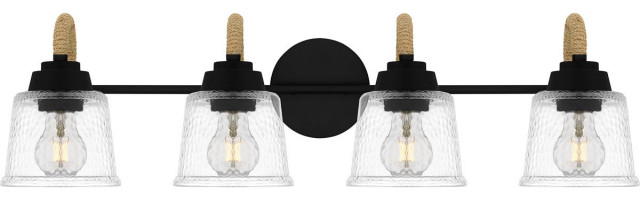 Seabreeze 4 Light Bathroom Vanity Light, Matte Black - Beach Style ...