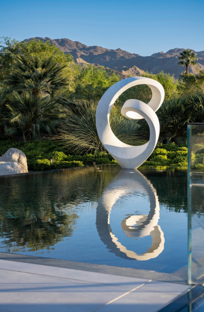 Serenity Indian Wells luxury modern desert home swimming pool sculpture ...