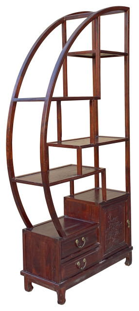 Chinese Brown Half-Round Shape Display Curio Cabinet Room Divider ...