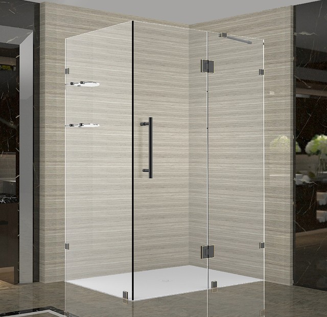 Avalux GS Frameless Shower Enclosure, Shelves, Oil-Rubbed Bronze, 39 ...