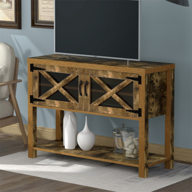 44 inch wood TV stand vintage TV storage cabinets and shelves with dark ...