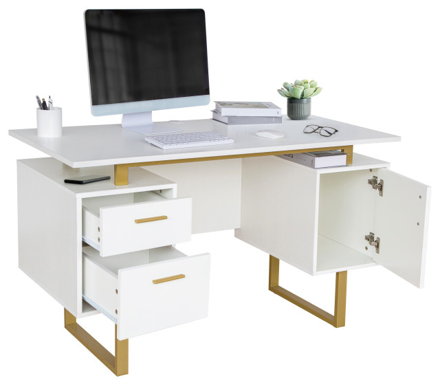 Techni Mobili Modern Office Desk With Drawers and Storage ...
