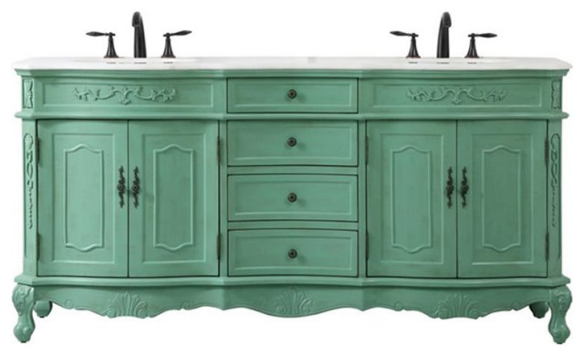 Elegant Decor Danville 72" Solid Wood Double Bathroom Vanity in Vintage ...