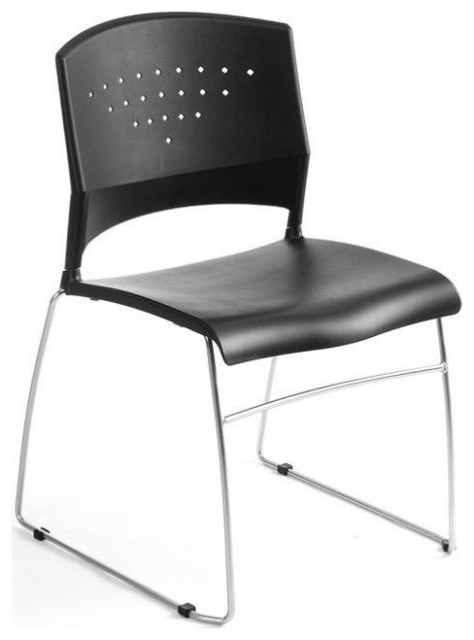 Boss Office Stacking Chrome Frame Office Stacking Chair in Black (Set ...