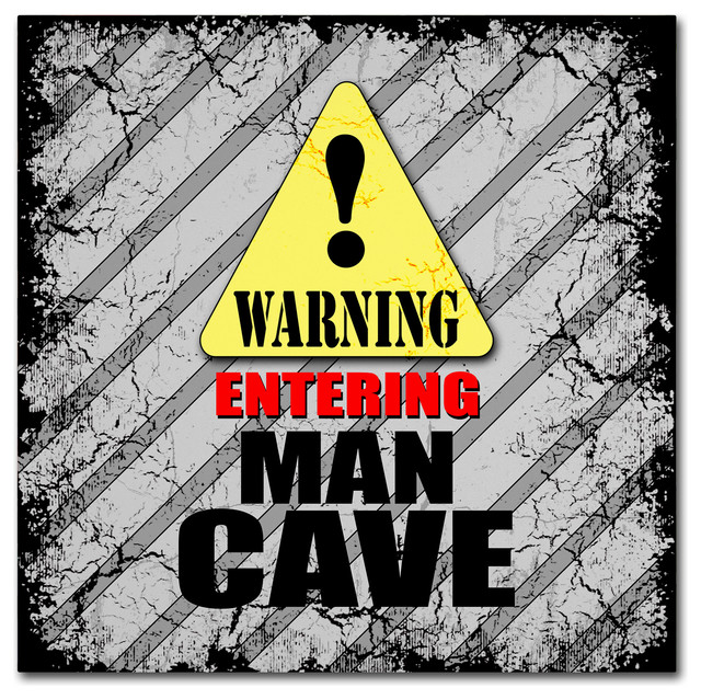 LightBoxJournal 'Warning Man Cave' Canvas Art, 14"x 14" - Contemporary ...