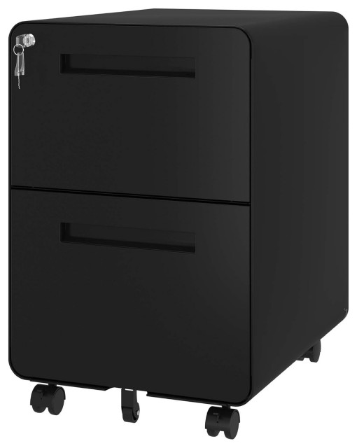 2-Drawer Rolling Metal File Cabinet with Lock, Anti-Tilt, for Legal ...