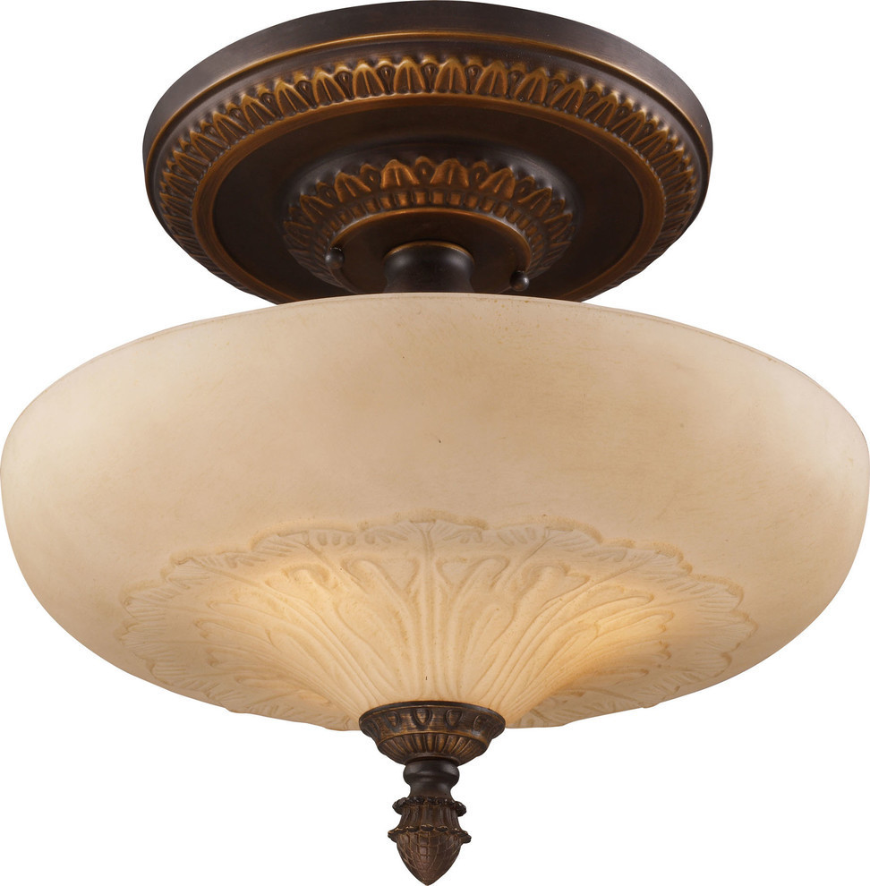 Restoration Semi Flush, Golden Bronze - Traditional - Flush-mount ...