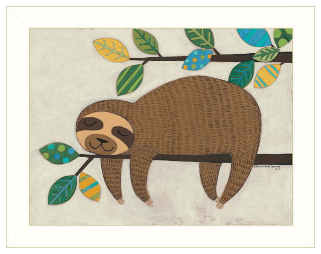 Hanging Sloth II 2 White Framed Print Wall Art - Contemporary - Prints ...