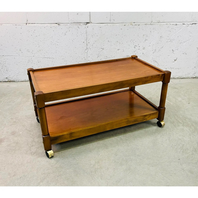 Vintage 1960s Mahogany 2-Tier Rolling Cart - Transitional - Bar Carts ...