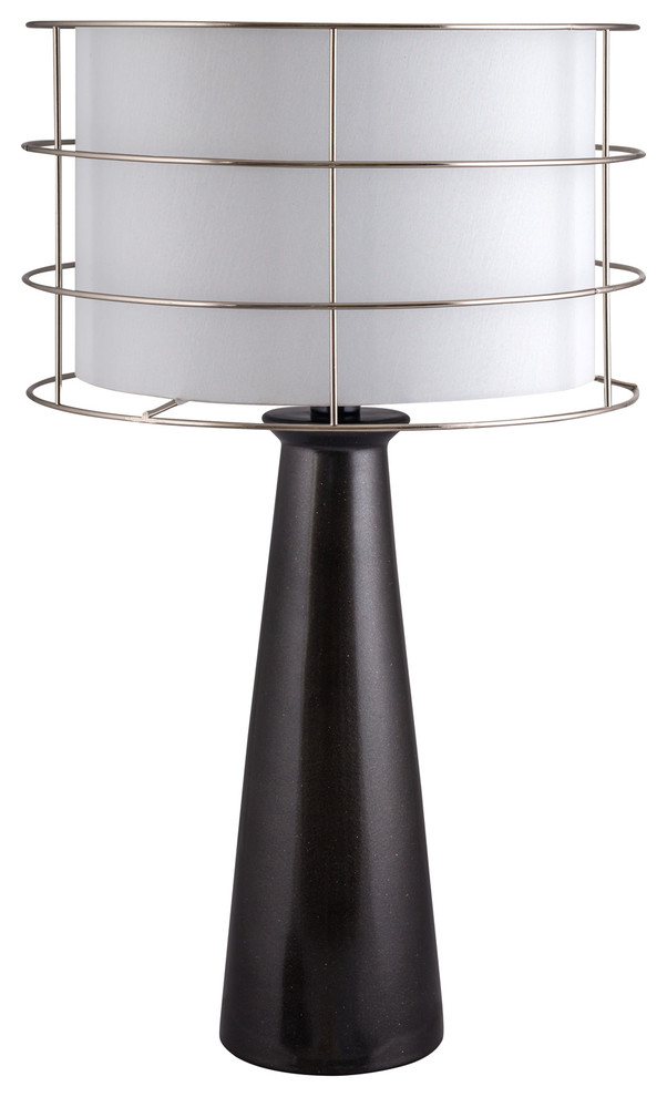 Fangio Lighting's 24 " Tapered Column Ceramic Table Lamp, Black, 13 In ...