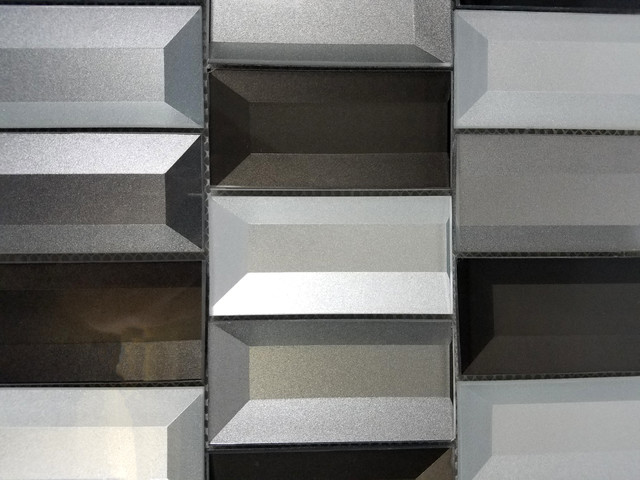 Illusion 2"x4" Beveled Glass Rectangle Mosaic Tile,Gray - Contemporary ...