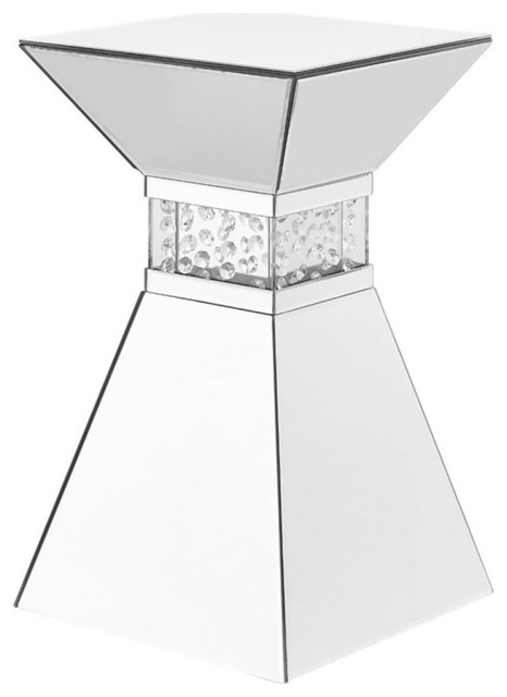 Pemberly Row 20" Clear Crystal Mirrored Accent Pedestal End Table ...