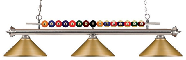 3 Light Billiard Table Light Pool Balls Across the top, Brushed Nickel ...