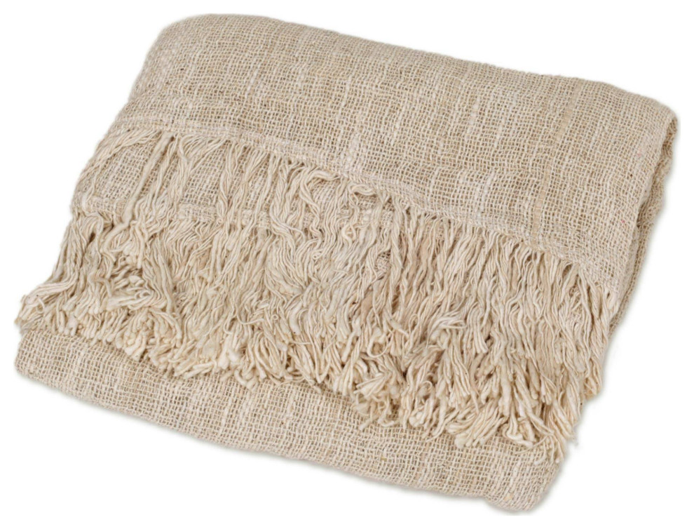 Novica Handmade Naturally Neutral Handwoven Cotton Throw - Transitional ...