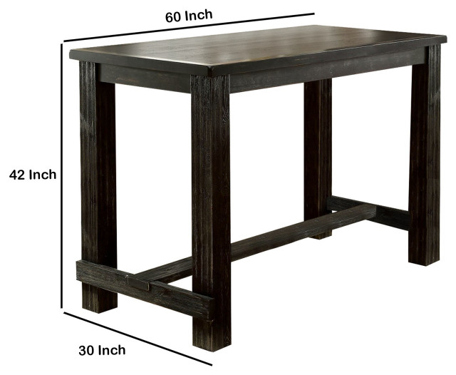 Benzara BM230029 Rustic Plank Wooden Bar Table With Block Legs, Antique ...