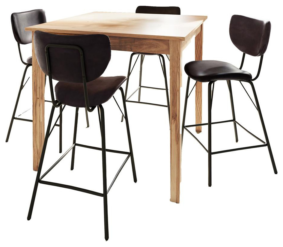 Five Piece Square Solid Wood Counter Height Dining Set - Contemporary ...