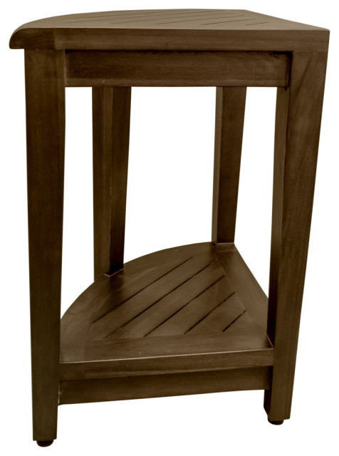 Oasis Teak Corner Shower Stool, Table With Shelf, 16"x18" - Asian ...