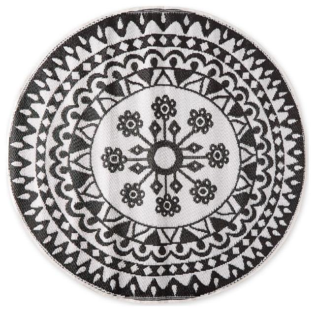 Black/Gray Ikat Outdoor Floor Runner 3X6 Ft - Outdoor Rugs - by ...