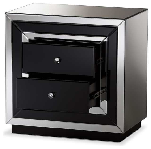 Hollywood Regency Glamour Style Mirrored 2-Drawer Nightstand ...