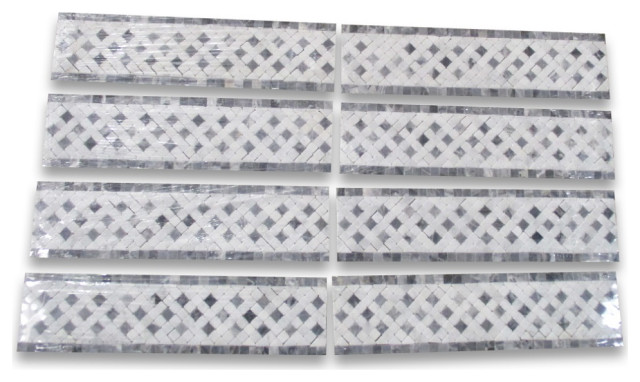 Marble Mosaic Border Bathroom Listello Tile Inca Sky 3.25x12 Tumbled, 1 ...