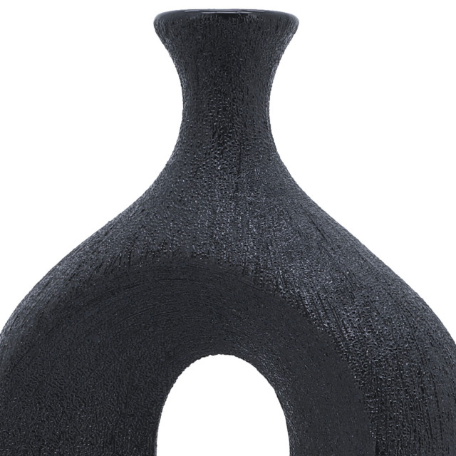Cer, 13" Beaded Oval Vase Cut-out, Black - Transitional - Vases - by ...