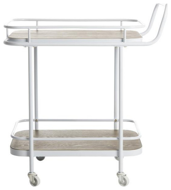 Jules 2 Tier Rectangle Bar Cart, Rustic Oak/White - Contemporary - Bar ...