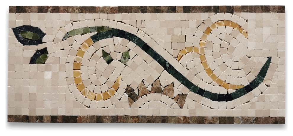 Emerald Gold 6.3x15 Marble Mosaic Border Listello Tile Polished, 1 ...