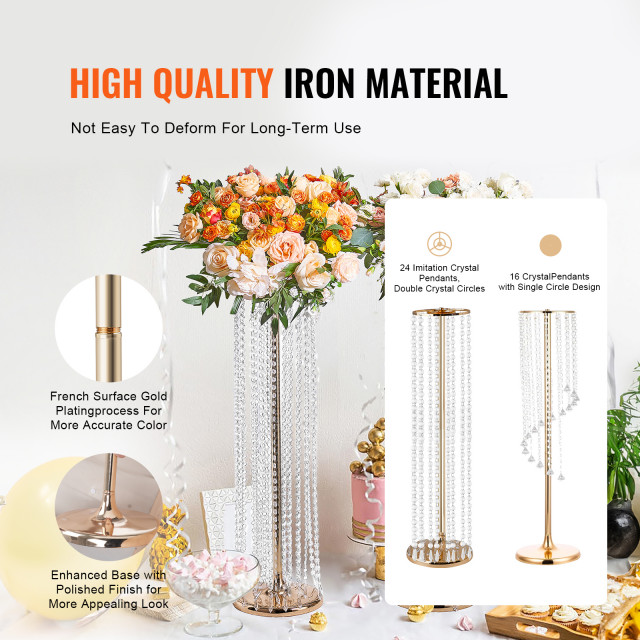 VEVOR Crystal Wedding Flowers Stand Luxurious Centerpieces 4PCS 35 ...