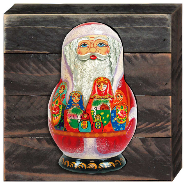 Santa Nesting Doll Wooden Decor - Traditional - Holiday Accents And ...
