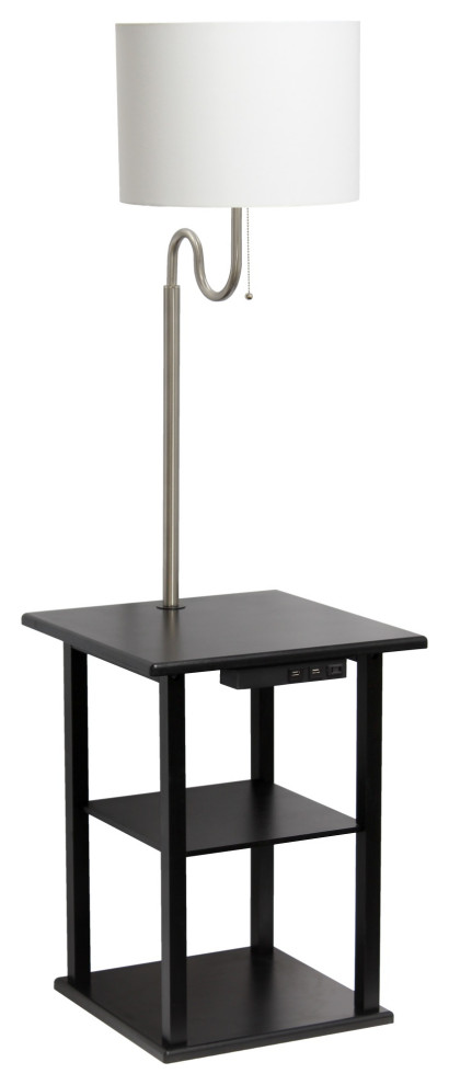 Modern 2 Tier End Table Floor Lamp Combination with 2 x USB Charging ...