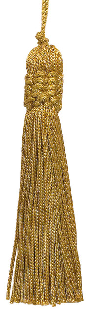 Set of 10 Antique Gold Crown Head Chainette Tassel, 4 Inch Long with 2 ...