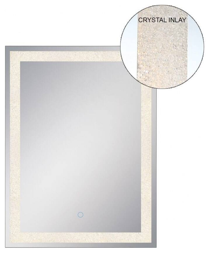 Rectangular LED Back Lit Wall Mirror in Chrome Finish Crystal Inlay and ...