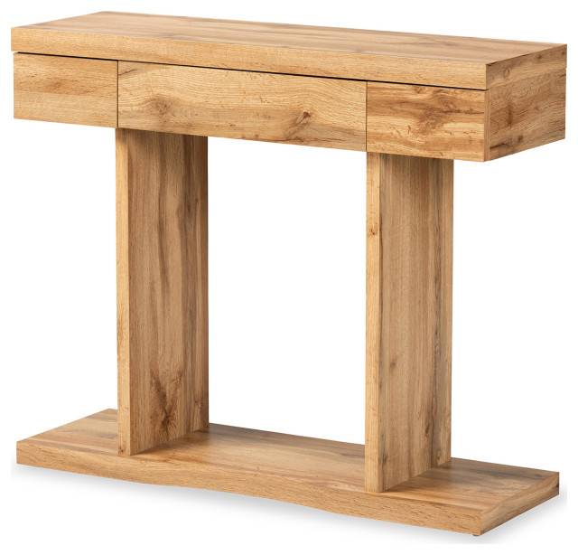 Joren Contemporary Oak Effect Console Table - Transitional - Console ...